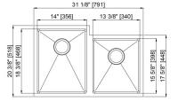 China Double Bowl Undermount Kitchen Sink Manual Made With Polished Surface for sale