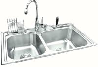 China Handmade Kitchen Project Sink / Double Bowl Stainless Top Mount Sink for sale