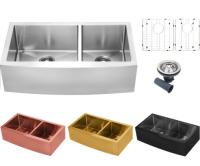 China R10 Corner Apron Front Stainless Steel Kitchen Sink Double Bowl  39
