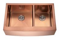 China Farmhouse Apron Front Double Bowl Kitchen Sink 16 Gauge PVD Nano for sale