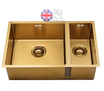 China Nano PVD Gold Undermount Stainless Steel Kitchen Sink Without Faucet for sale