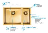 China Nano PVD Gold Undermount Stainless Steel Kitchen Sink Without Faucet for sale