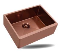 China R10 / R15 PVD Rose Gold Apron Single Stainless Steel Sinks Undermount Installation Type for sale