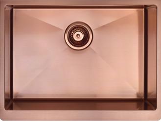 China R10 / R15 PVD Rose Gold Apron Single Stainless Steel Sinks Undermount Installation Type for sale