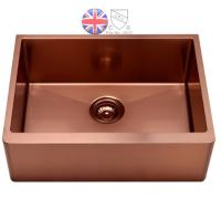 China R10 / R15 PVD Rose Gold Apron Single Stainless Steel Sinks Undermount Installation Type for sale