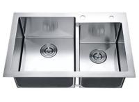 China Practical Space Saving Kitchenware Deep Double Sinks Stainless Steel Polished / Under Mount Kitchen Sink for sale