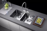 China Dual Bowl Undermount Stainless Steel Kitchen Sink Sliver Color / Modern Stainless Steel Kitchen Sink for sale