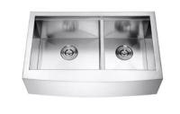 China Double Apron Front Farmhouse Stainless Steel Kitchen Sink Undermount Handmade for sale