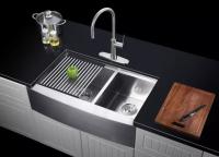 China Double Apron Front Farmhouse Stainless Steel Kitchen Sink Undermount Handmade for sale