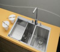 China Square Undermount Stainless Steel Kitchen Sink /  Double Bowl Topmount Home Kitchen Sinks for sale