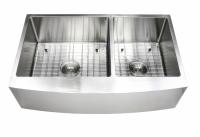 China 36 Inch Apron Stainless Steel Kitchen Sink Curved Front Farm Brushed Surface / Apron Stainless Steel Kitchen Sink for sale