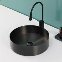 China Single Round Bathroom Sinks Durable Stainless Steel Counter Top Gold for sale