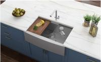 China Golden Color Apron Stainless Steel Kitchen Sink Without Faucet R19 Corner for sale