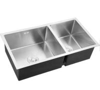China Stainless Steel Undermount Double Kitchen Sink Cupc Approved Handmade Square Corner for sale