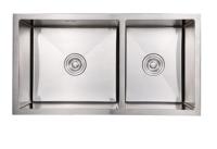 China Stainless Steel Undermount Double Kitchen Sink Cupc Approved Handmade Square Corner for sale