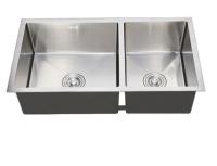 China Stainless Steel Undermount Double Kitchen Sink Cupc Approved Handmade Square Corner for sale