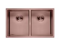 China Rose Gold Double Bowl Double Drainer Sink Radius 10 Stainless Steel 304 for sale