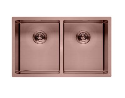 China Rose Gold Double Bowl Double Drainer Sink Radius 10 Stainless Steel 304 for sale