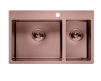 China Rose Gold Double Bowl Double Drainer Sink Radius 10 Stainless Steel 304 for sale