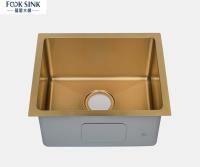 China 18 Inch Gold Undermount Stainless Steel Kitchen Sink Tight Radius Curved Corner 16G for sale