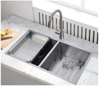 China Undermount Double Bowl Brushed Stainless Steel Kitchen Sink for sale