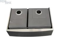 China Modern Farmhouse Apron Front Stainless Steel 304 Double Bowl Kitchen Sink for sale