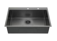 China 16 Guage SS Kitchen Sink Pvd Nano Over The Counter Top Matte Black for sale