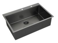 China 16 Guage SS Kitchen Sink Pvd Nano Over The Counter Top Matte Black for sale