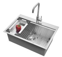 China Kitchen Top Mount Stainless Steel Countertop Ledge Sink 16 Gauge Commercial for sale