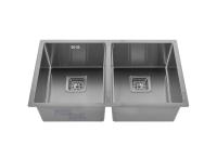 China Modern Undermount 304SS Double Bowl Basin Sinks 19mm R Corner for sale