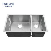 China Handmade 18% Chrome Stainless Steel Kitchen Sink Two Bowl for sale