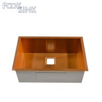 China Handmade Gold Brass Single Bowl Kitchen Sink Undermount for sale