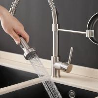 China Low Lead Modern Sink Faucet Commercial Brass Single Handle Pull Down Sprayer Spring for sale
