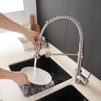 China Low Lead Modern Sink Faucet Commercial Brass Single Handle Pull Down Sprayer Spring for sale