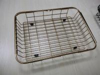 China Adjustable Kitchen PVD Gold Expandable Dish Drying Basket In Sink Drainer Rack for sale