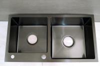 China Modern Standard Black Composite Stainless Steel Sink Two Bowl for sale