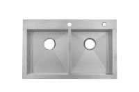 China PVD Stainless Steel 304 Kitchen Sink Double Counter Top Basin for sale