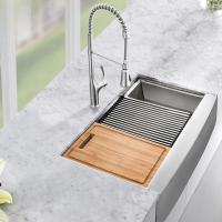 China 30X22 Inch Kitchen Workstation Sink Single Bowl Ledge Apron 304 Stainless Steel for sale
