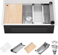 China 30 X 22 Inch Drop In Kitchen Sink Stainless Steel Top Mount Workstation Sink for sale
