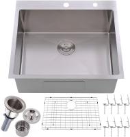 China 25'' Top Mount Stainless Steel Kitchen Sink Deep Bowl With Two Holes for sale
