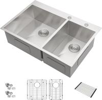 China 33 Inch Drop In SUS304 Stainless Steel Kitchen Sink Easy Cleanning for sale