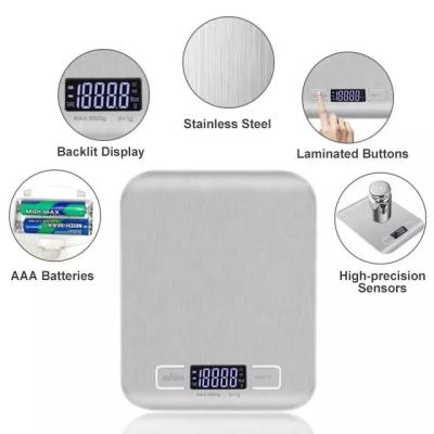 China Stainless Steel Electronic Kitchen Scale 5Kg 11Lb Slim Food Digital Scale for sale