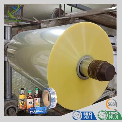 China Shrinkage 40 Mic Clear Cast High Shrink PVC Shrink Film For Bottles Printing for sale