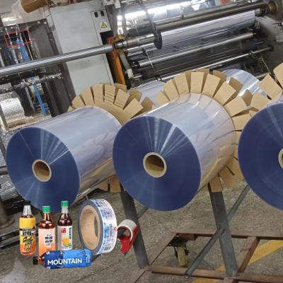 China Beverage Label Blown Mold And Cast PVC Shrink Film 35 Mic 40Mic Clear for sale