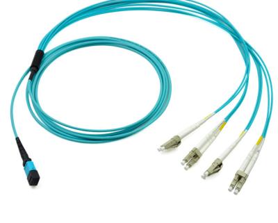 China Blue MPO Fanout Cable , Optical Communication Equipment Compact Design for sale