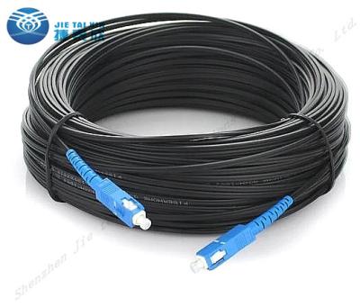 China 50m 100m SC UPC Single Mode Simplex Outdoor FTTH Fiber Optic Drop Wire for sale