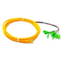 China SM 1.5m 3m 12 Core colored SC APC Fiber Optic Pigtail IEC ISO 9001 for sale