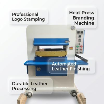China Semi-Automatic Leather Production Machinery Working Area 500*600mm Hydraulic Heat Press Upper Pu Leather Bag Embossing Logo Machine for sale