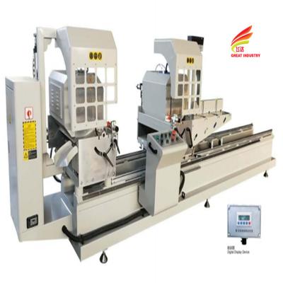 China Double Bevel Digital Display PVC Window Door Machine Aluminum Profile Double Blade Mitre Saw 45° 90° for sale