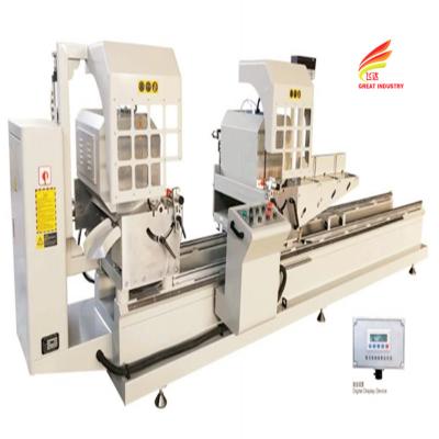 China UPVC Window Door Cutting Saw 8000r/min 2x2.2kW LCD Touch Double Head Aluminum PVC Cutting Machine for sale